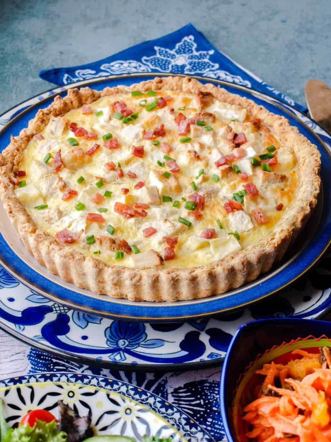 Cheese, Bacon & Turkey Quiche - Farmersgirl Kitchen