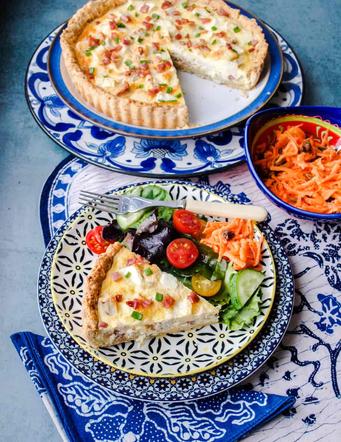 Cheese, Bacon & Turkey Quiche - Farmersgirl Kitchen