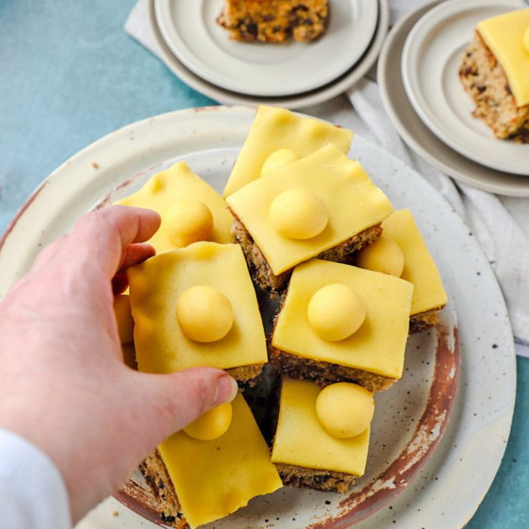 Simnel Traybake Cake (Slice) - Farmersgirl Kitchen