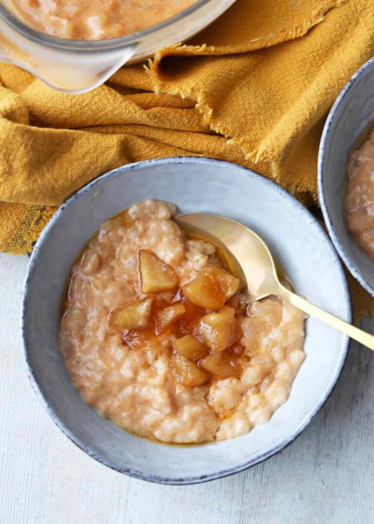 Slow Cooker Rice Pudding with Butterscotch Apples - Farmersgirl Kitchen