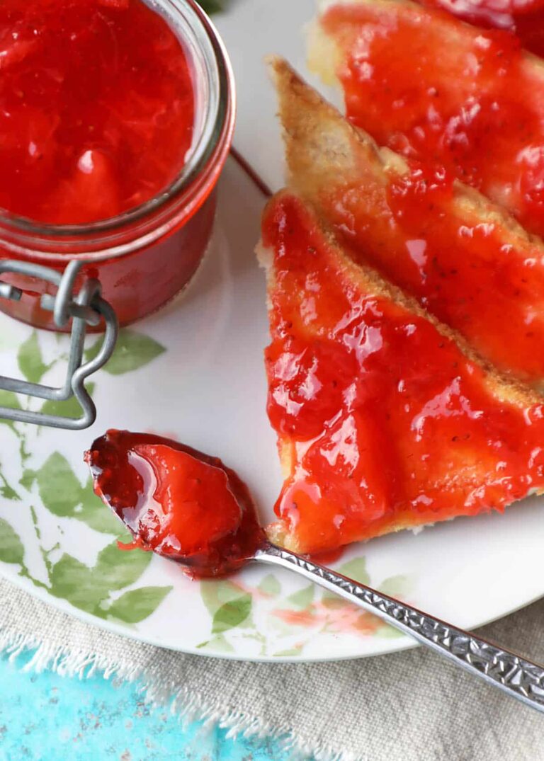 Low Sugar Peach & Strawberry Jam - Farmersgirl Kitchen