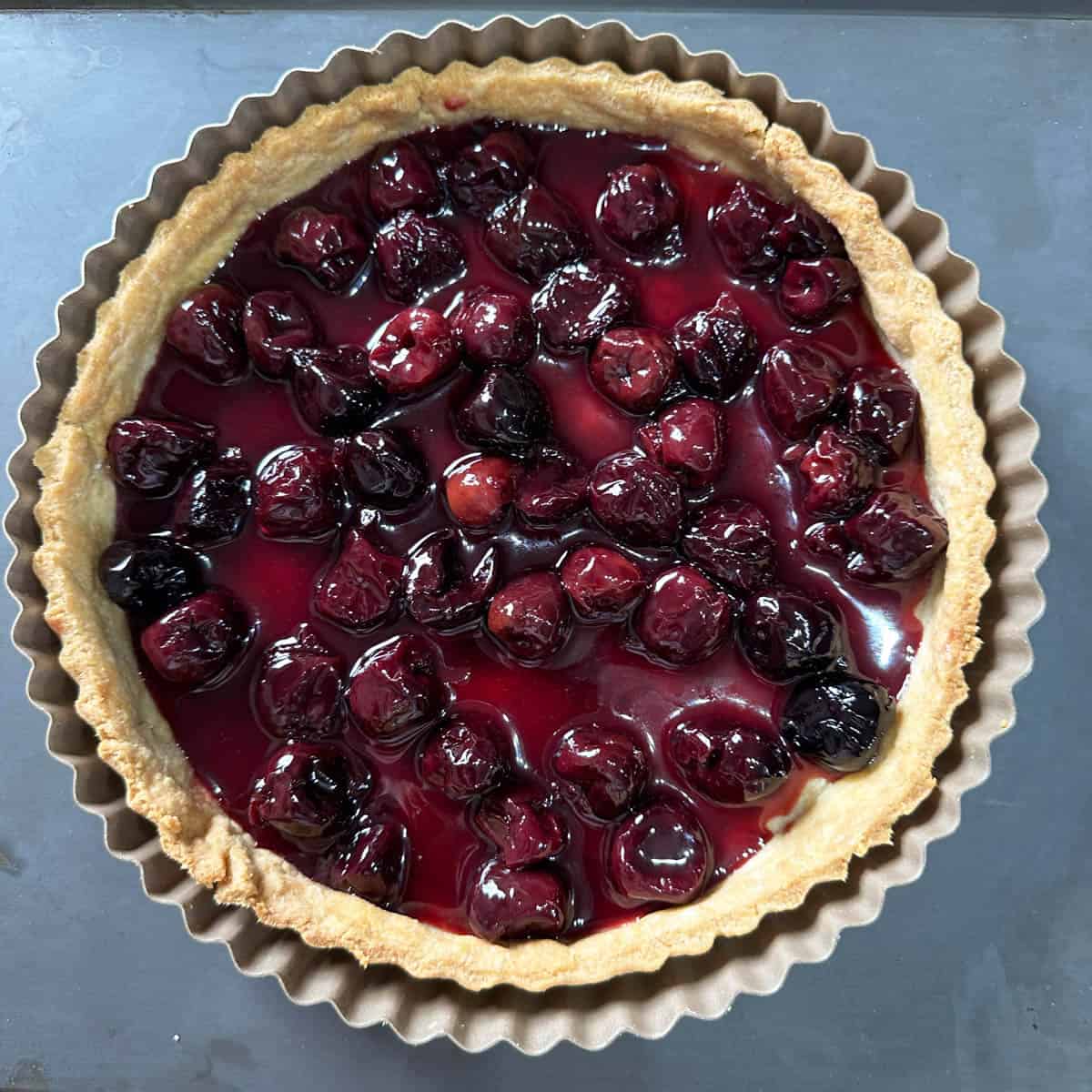 Cherry and Almond Frangipane Tart - Farmersgirl Kitchen